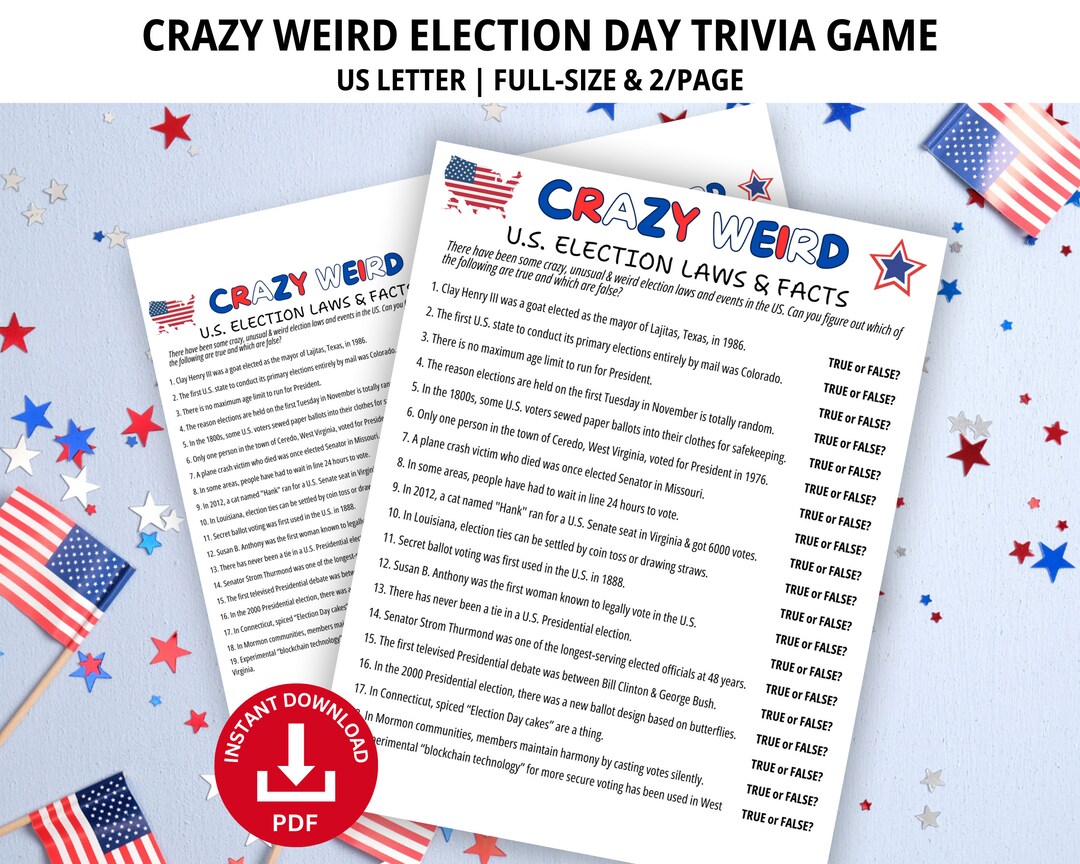Crazy Weird Election Laws, Election Day Games, Patriotic Games ...