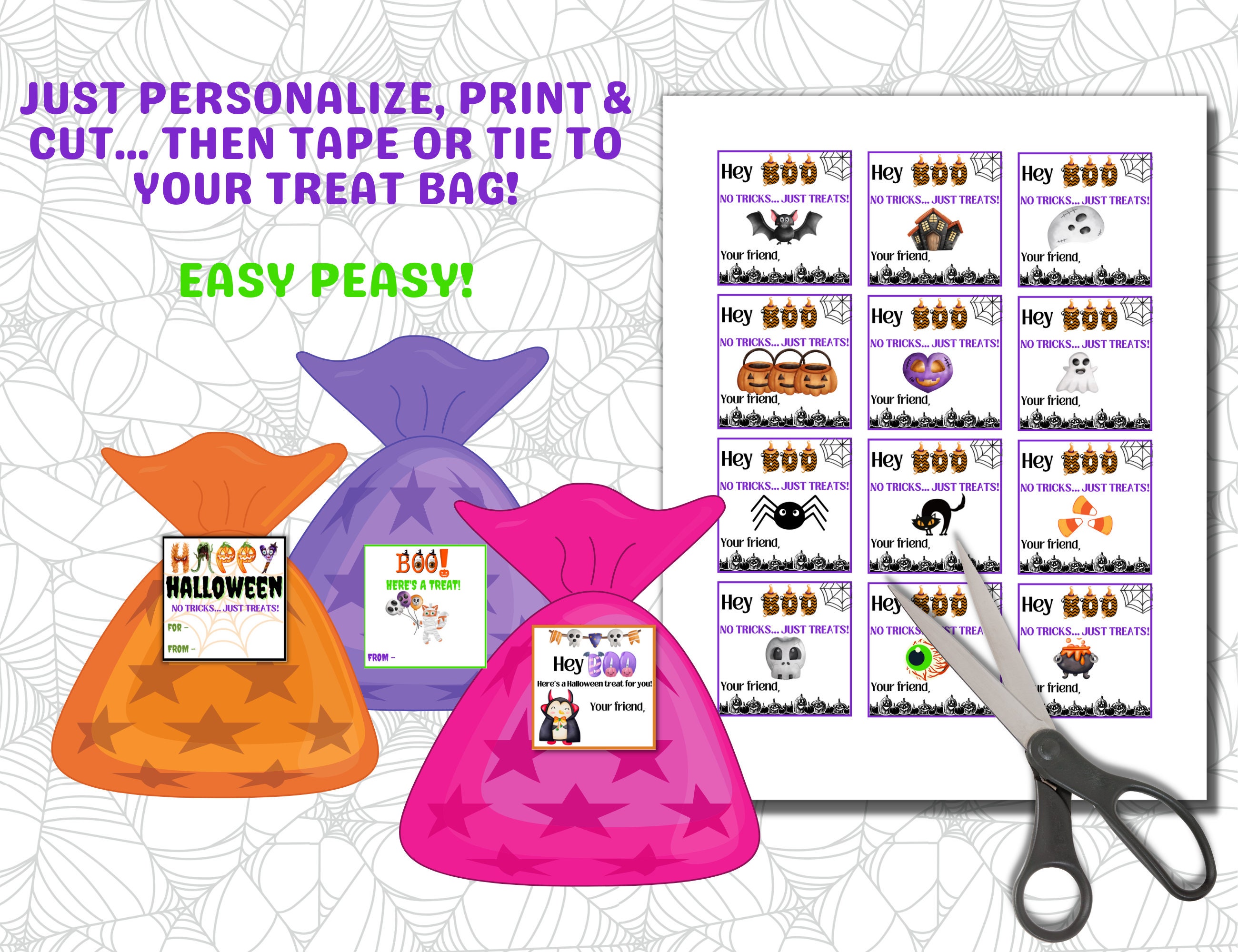 Editable & Printable HALLOWEEN Favor Bag Tags | Halloween Trick or ...