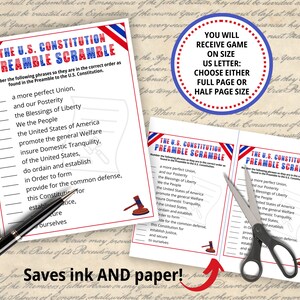 Preamble Scramble Game, Constitution Day, U.S. History Lesson, Teacher ...