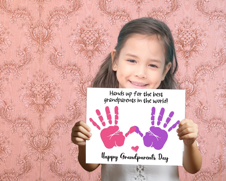 Grandparents Day Handprint Craft, Grandma Handprint Art, Grandpa ...