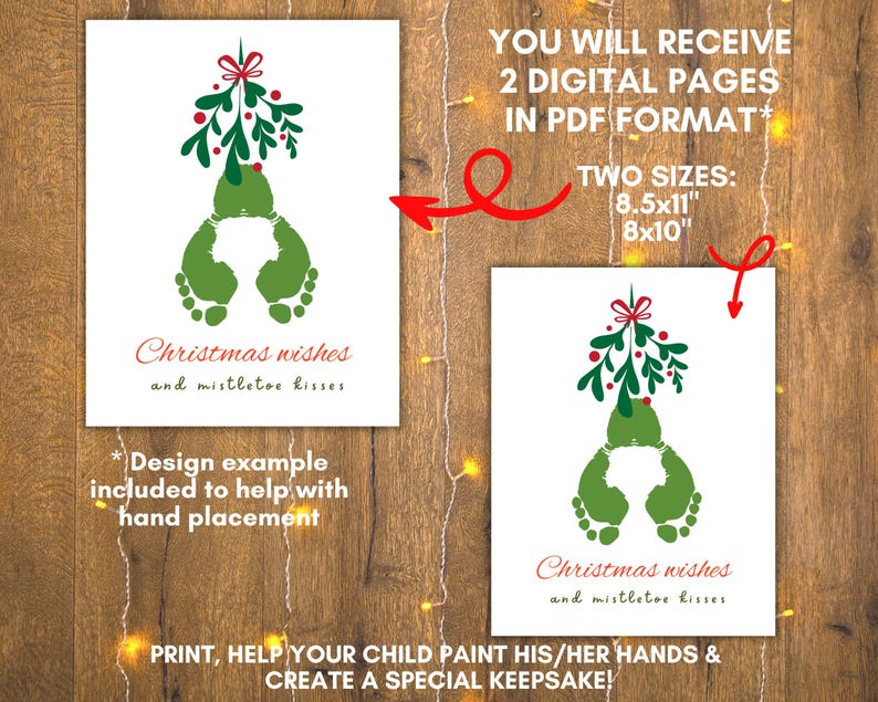 Christmas Handprint Craft, Mistletoe Footprint, Winter Handprint Craft ...