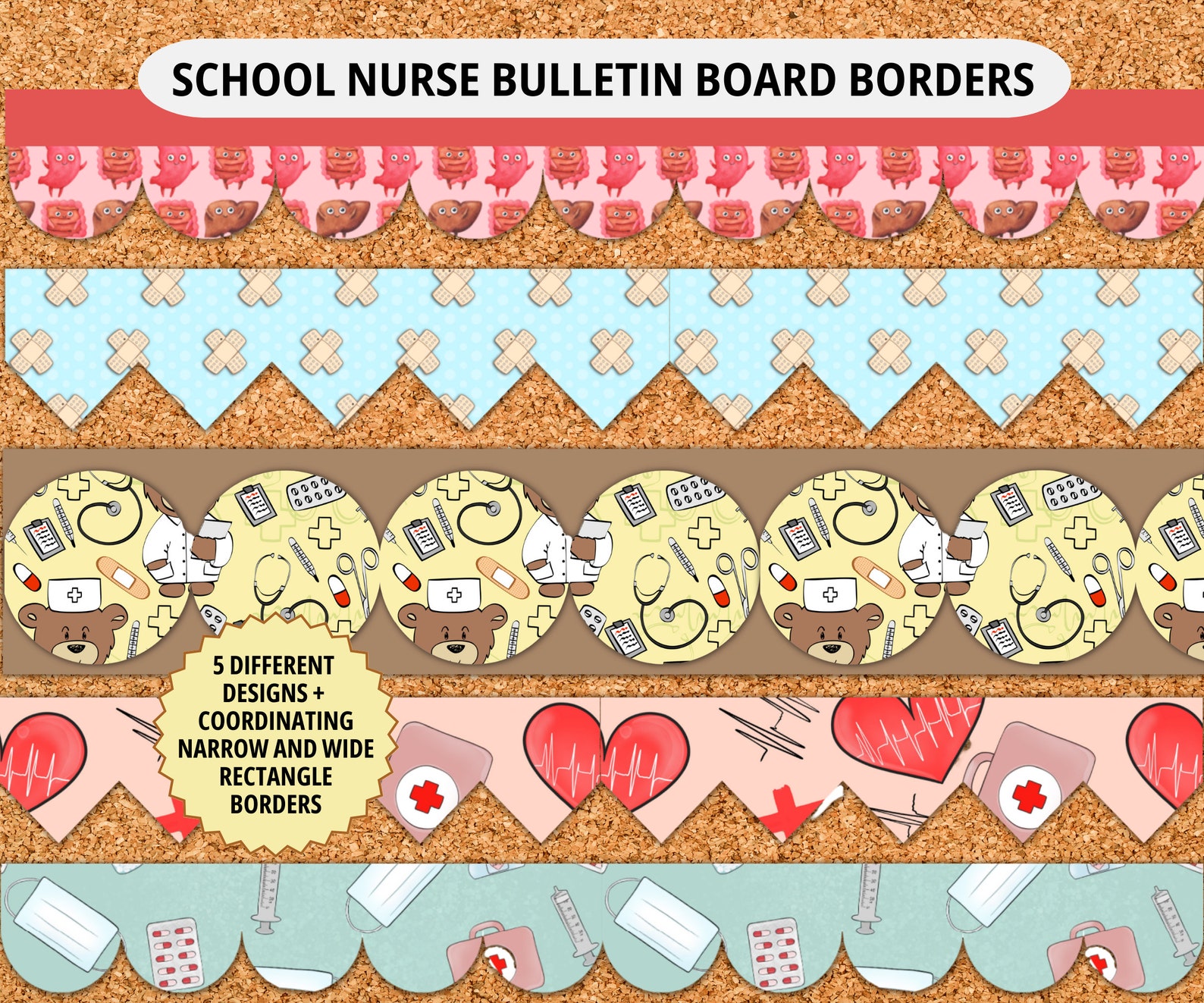 School Nurse Bulletin Board Kit, School Nurse Office Decor, Bulletin ...