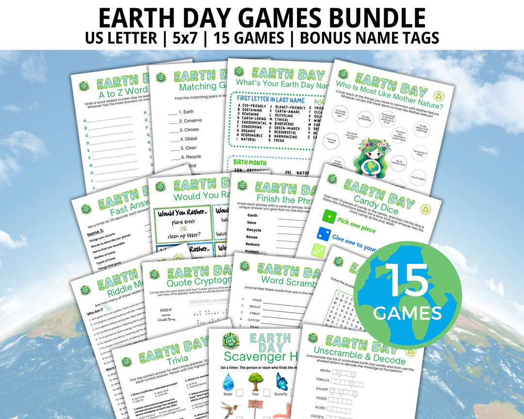 Earth Day Games Bundle, Earth Day Trivia, Family Game Night, Office ...