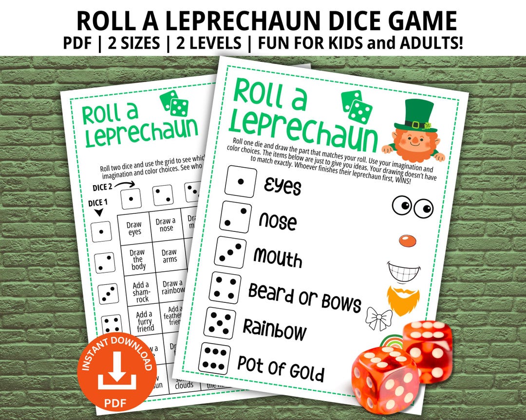 Roll a Leprechaun Game, St Patricks Day Game, St Patricks Activity, St ...