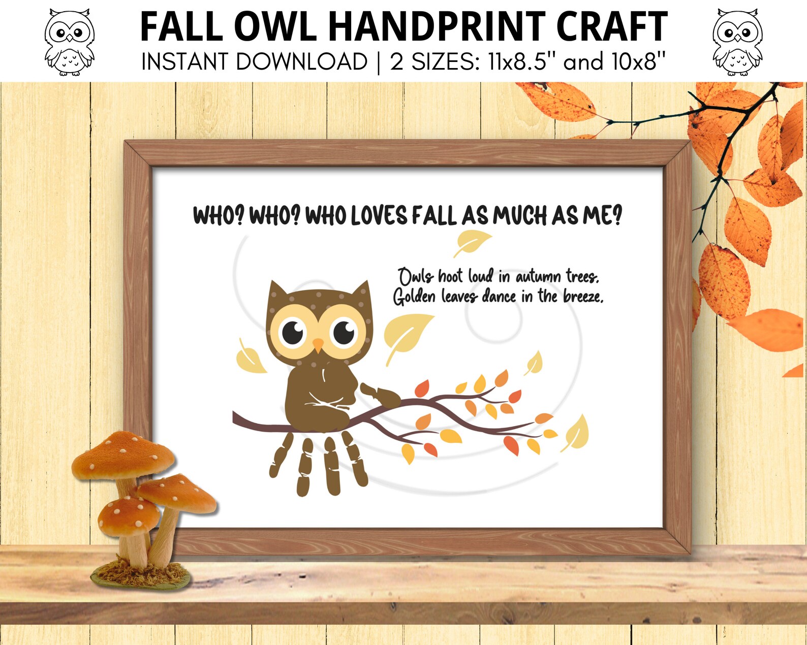 Owl Handprint Craft, Fall Handprint Craft, Fall Handprint Art ...