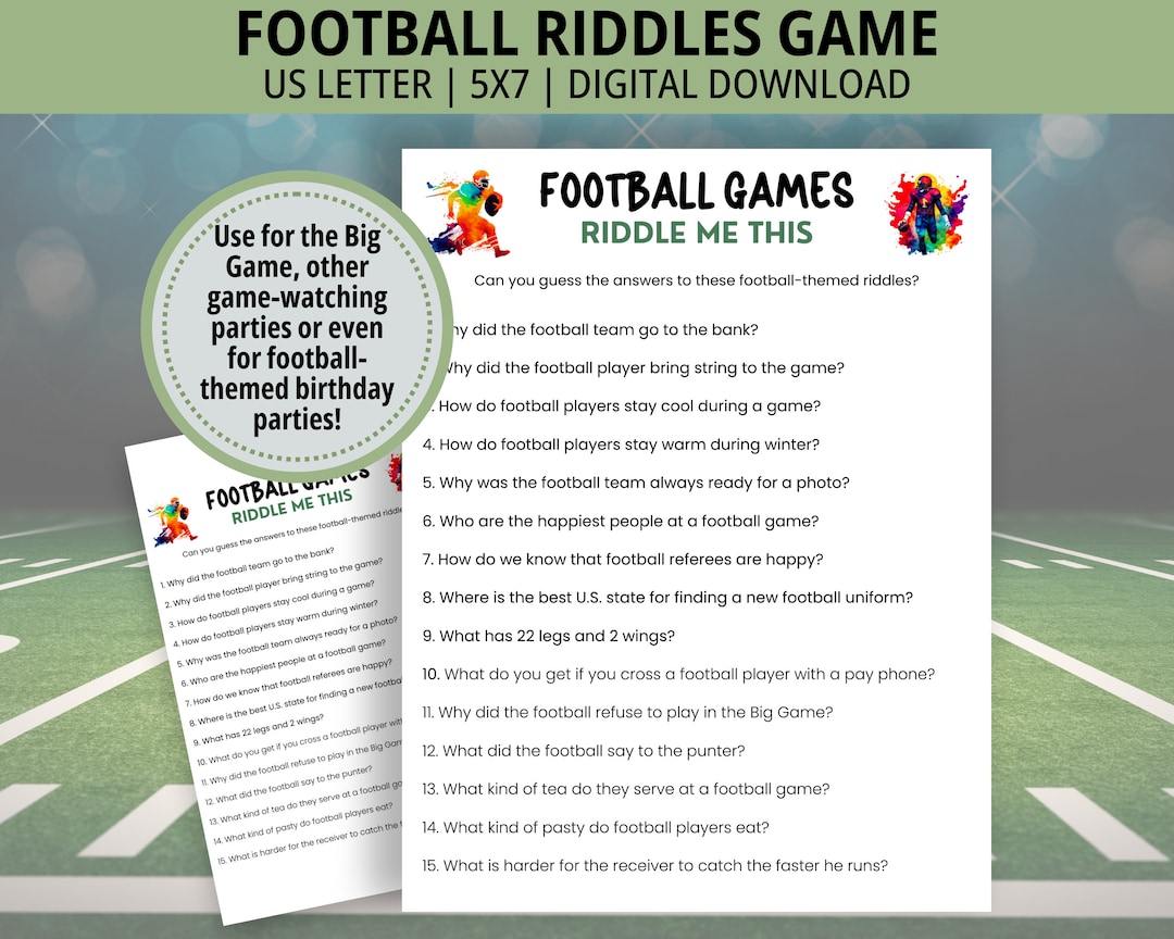 Football Riddles, Family Game Night, Office Party Games, Football Party ...