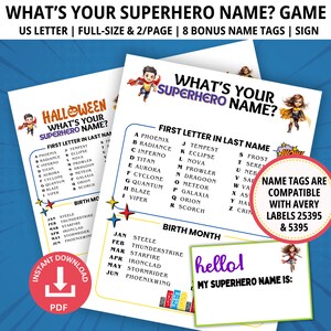 What's Your Superhero Name, Halloween Name Game, Halloween Party Game ...