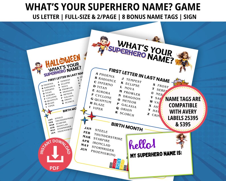What's Your Superhero Name, Halloween Name Game, Halloween Party Game ...