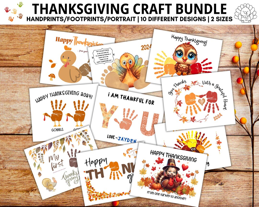 Thanksgiving Handprint Craft, BUNDLE, Fall Handprint Craft, Handprint ...
