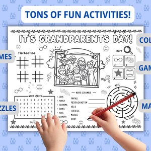 Grandparents Day Activity Sheet, Grandparents Day Craft, Kids Placemat ...