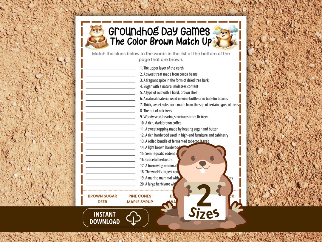 The Color Brown, Matching Game, Groundhog Day Trivia, Groundhog Day ...