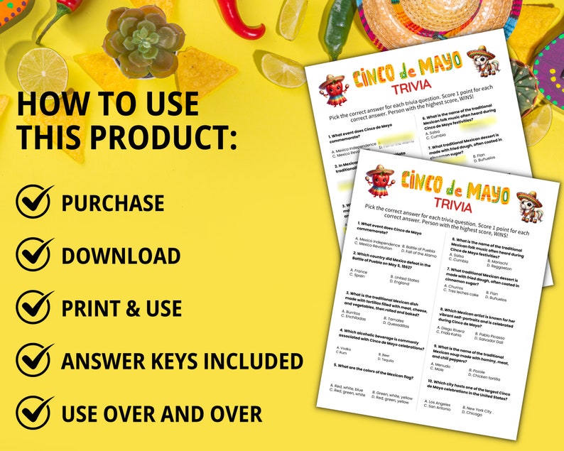 Cinco De Mayo Trivia, Cinco De Mayo Games, Family Game Night, Fiesta ...