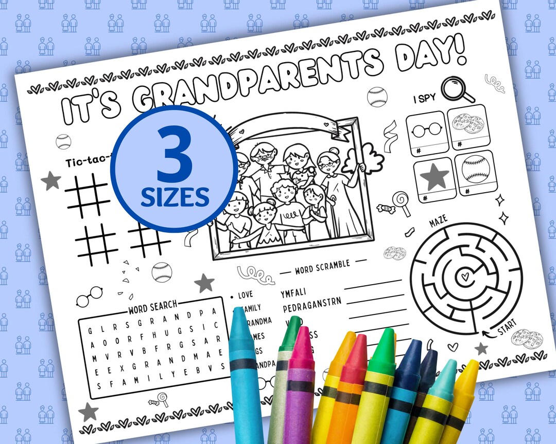 Grandparents Day Activity Sheet, Grandparents Day Craft, Kids Placemat ...