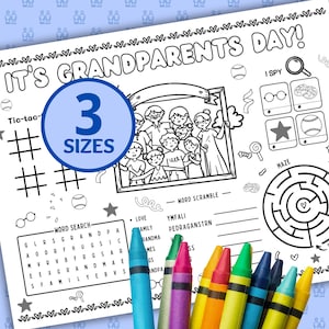 Grandparents Day Activity Sheet, Grandparents Day Craft, Kids Placemat ...