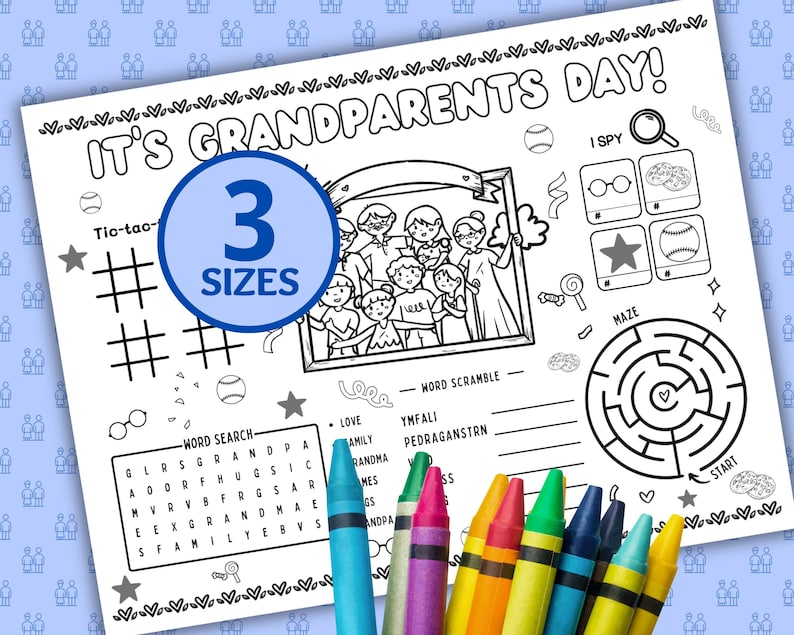 Grandparents Day Activity Sheet, Grandparents Day Craft, Kids Placemat ...