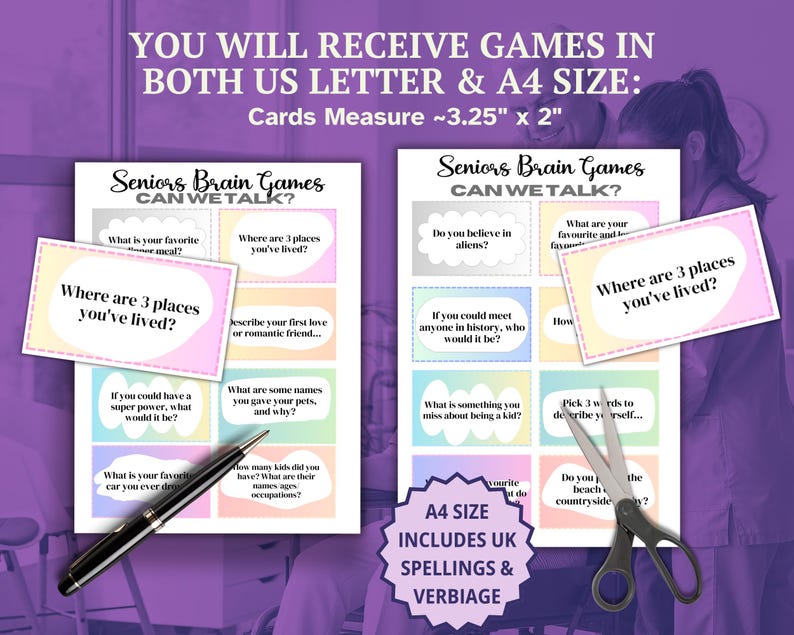 Seniors Can We Talk Game, Conversation Cards, Seniors Brain Games ...