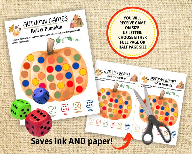Roll a Pumpkin, Dice Game, Fall Games, Autumn Party Games, Family Game ...