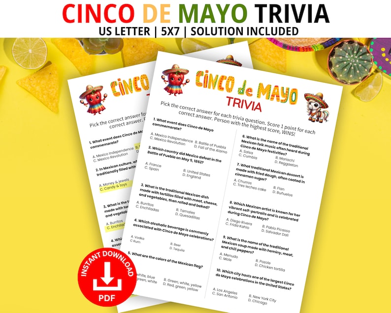 Cinco De Mayo Trivia, Cinco De Mayo Games, Family Game Night, Fiesta ...