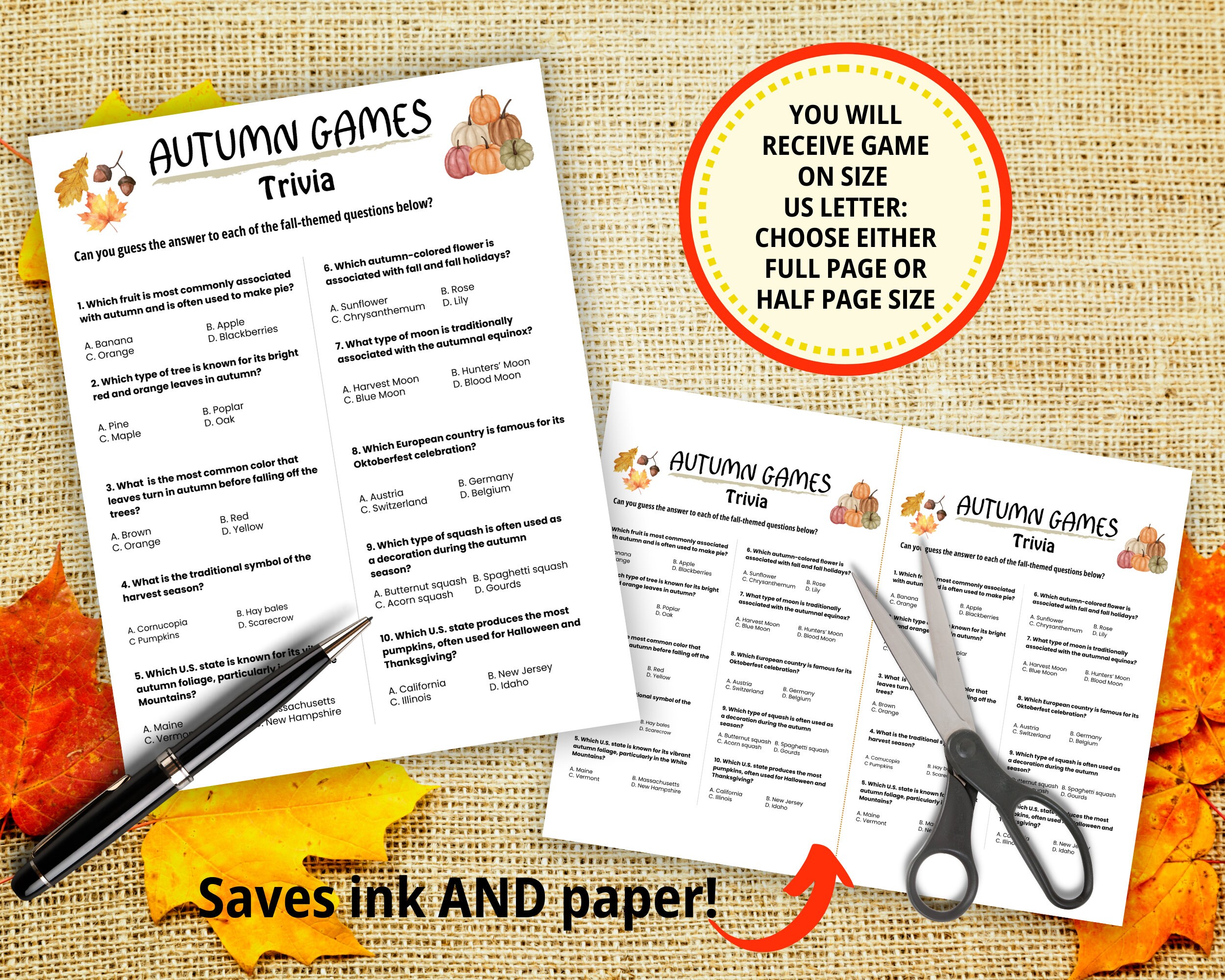 Fall Trivia Game, Fall Games, Autumn Games, Family Game Night, Trivia ...