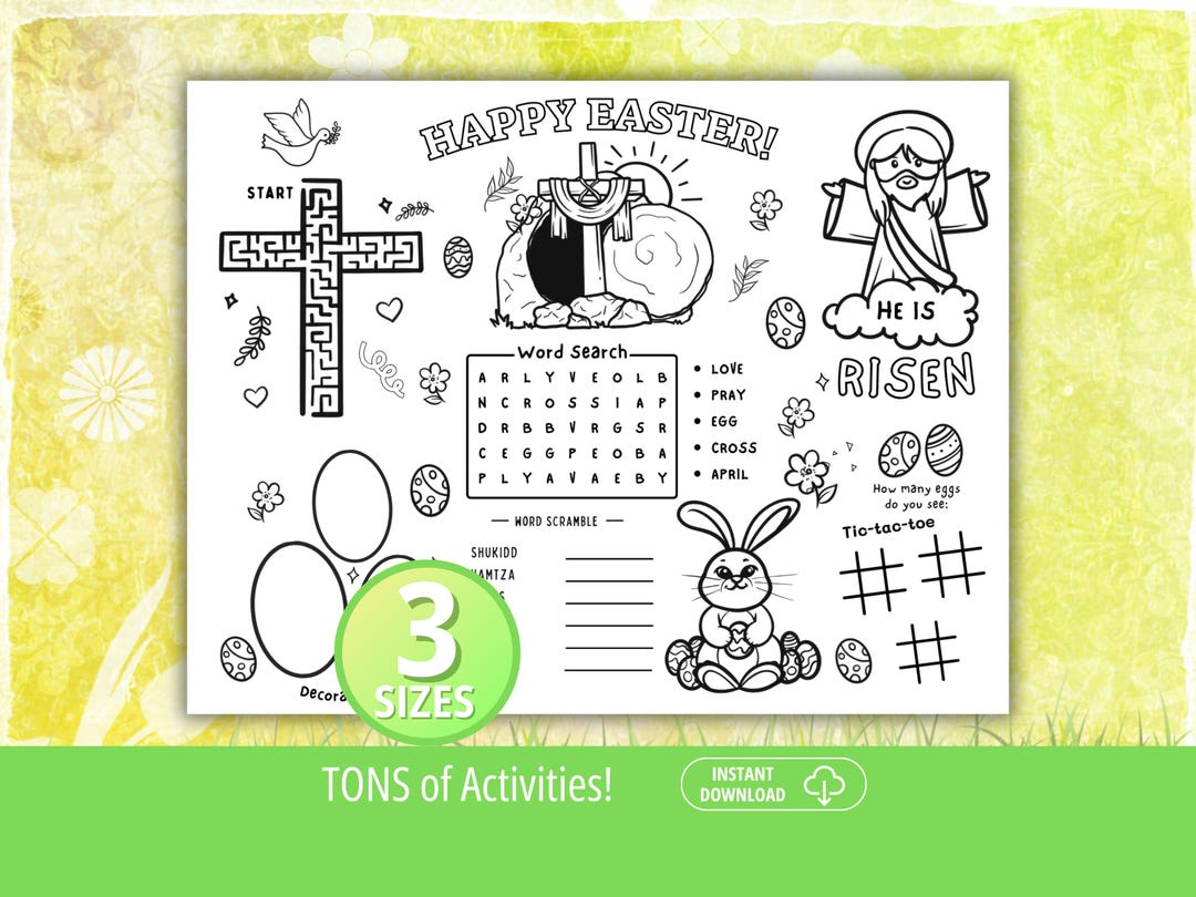 Easter Activity Placemat, Easter Games, Kids Easter Activities, Easter ...
