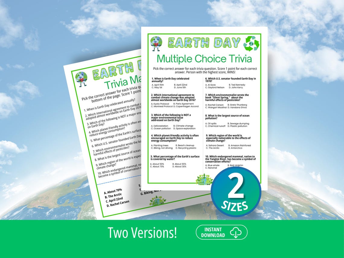 Earth Day Trivia Game, Earth Day Game, Family Game Night, Earth Day ...