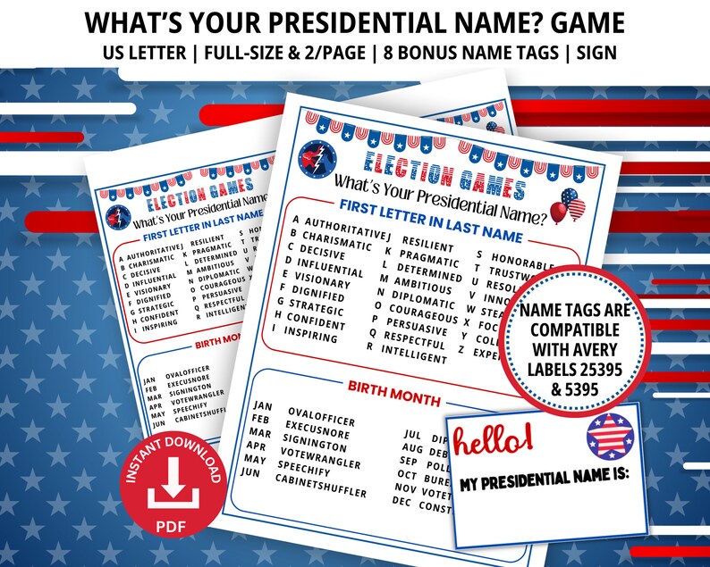 What's Your Presidential Name, President Name Game, Whats Your Name ...