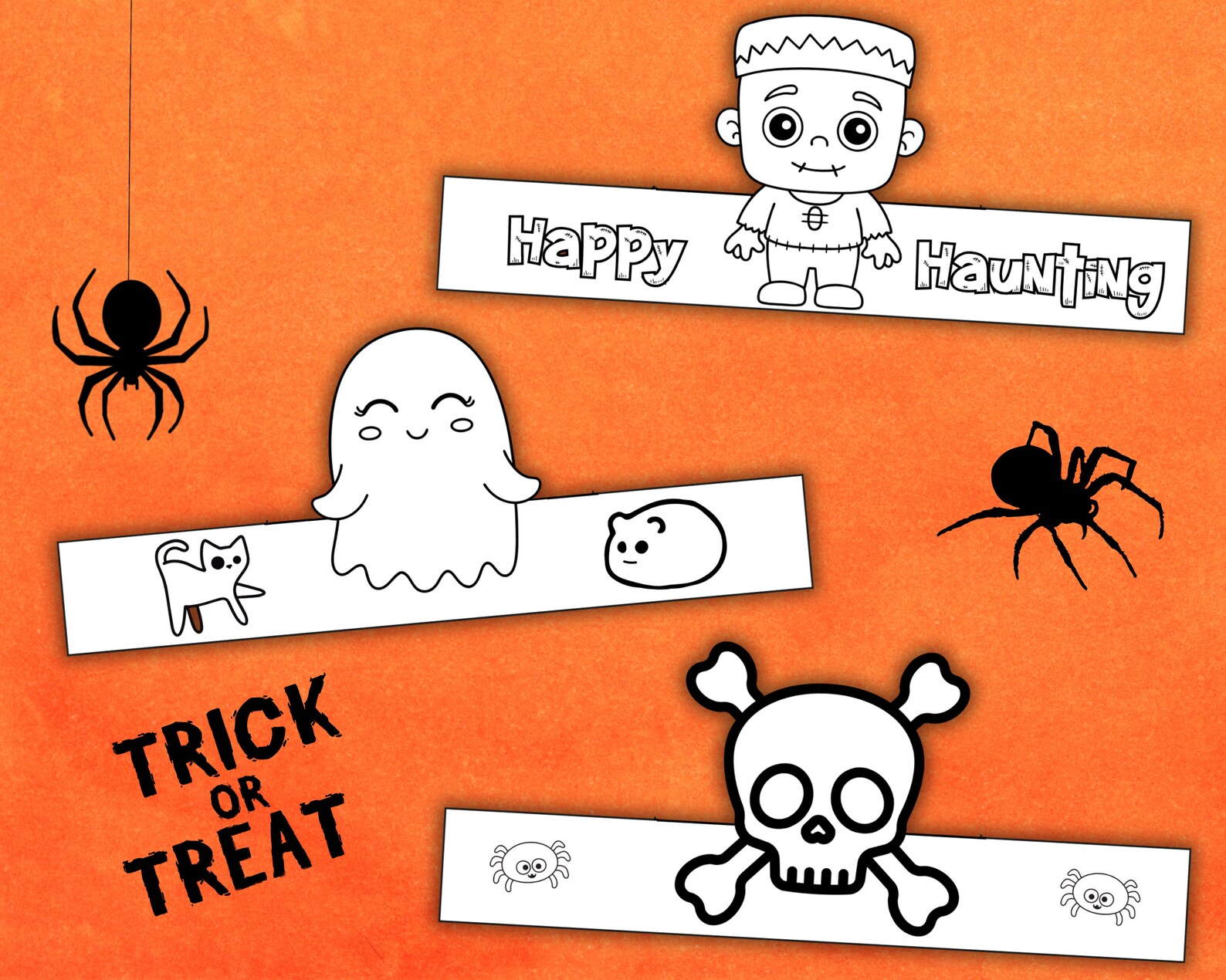 Halloween Paper Crowns, Halloween Coloring Craft, Halloween Party ...