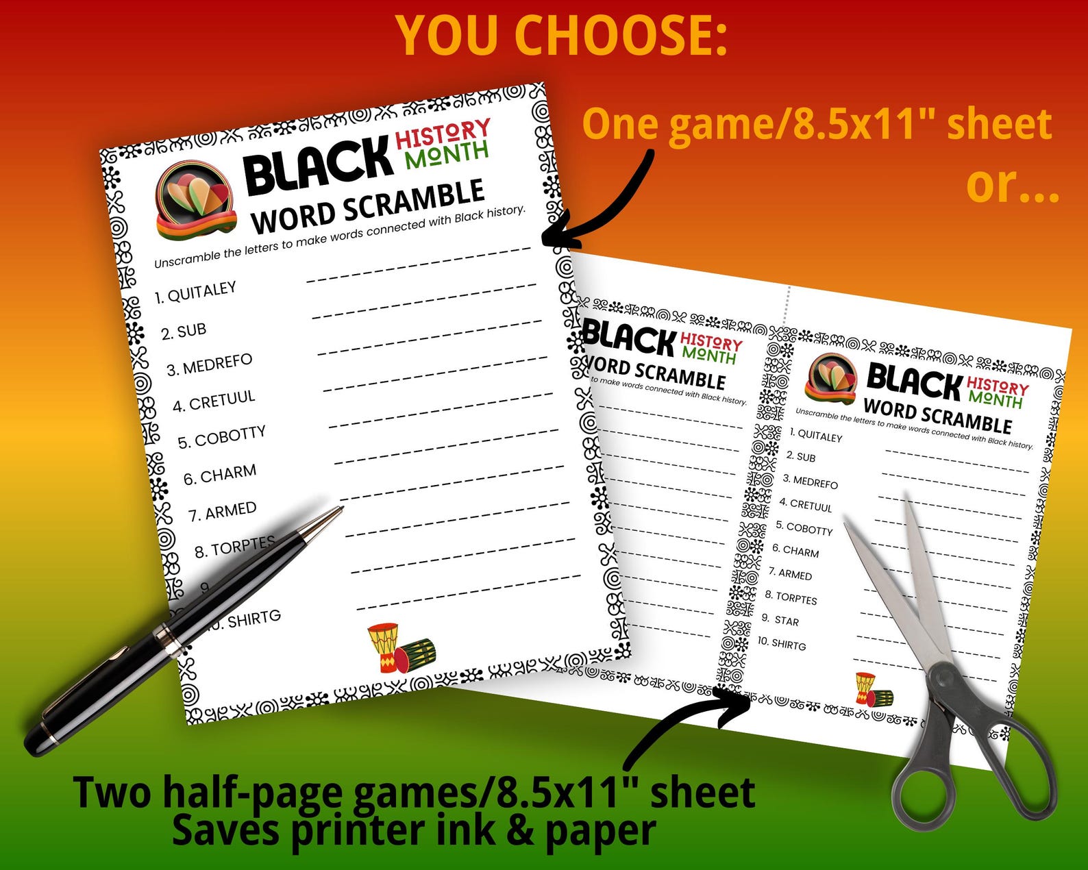 Black History Month Word Scramble Game, Black History Word Scramble ...