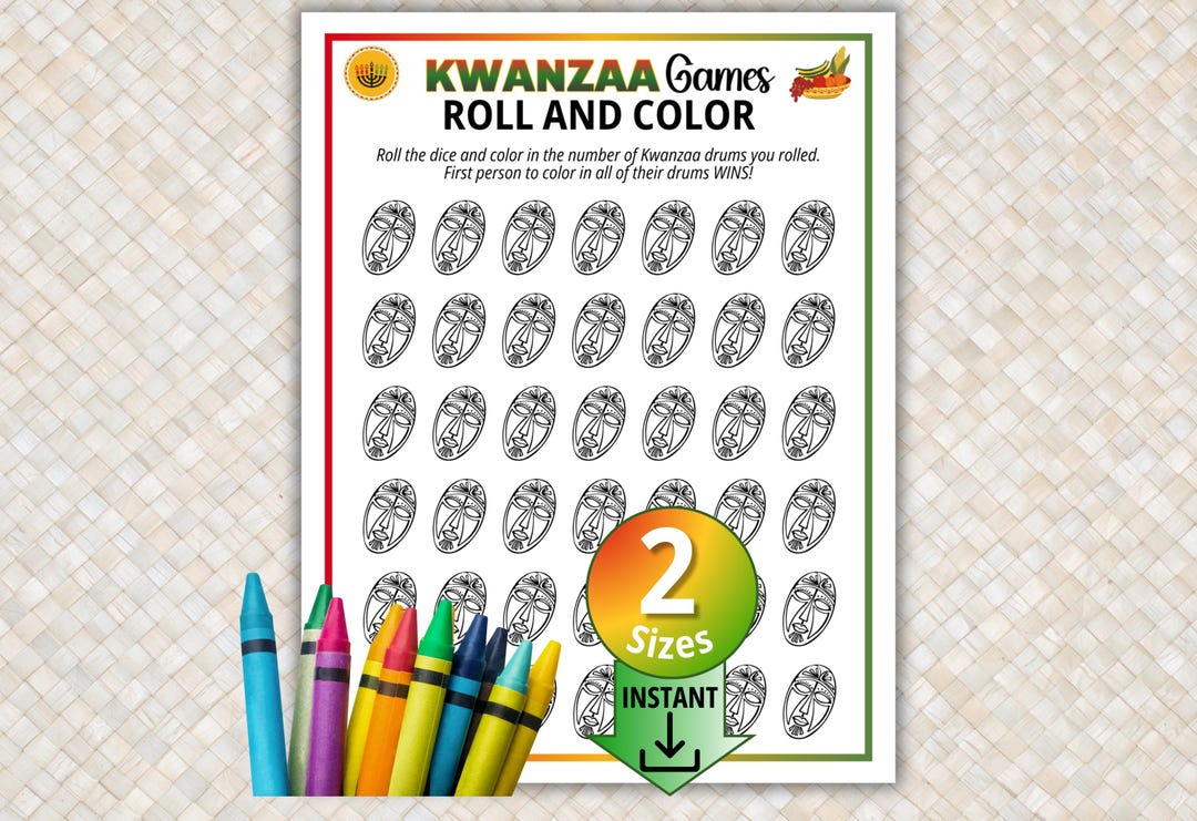 Kwanzaa Dice Game, Roll and Color, Kwanzaa Games, Kwanzaa Printable ...
