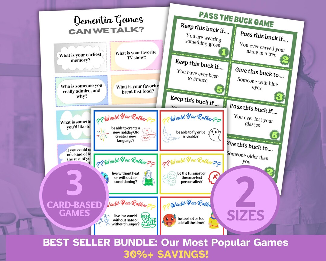 Dementia Cards, Seniors Brain Games, Pass the Buck, Dementia Activities ...