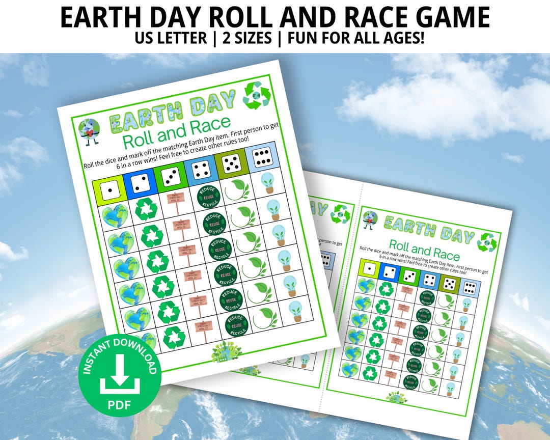 Earth Day Roll and Race, Earth Day Dice Game, Family Game Night, Office ...