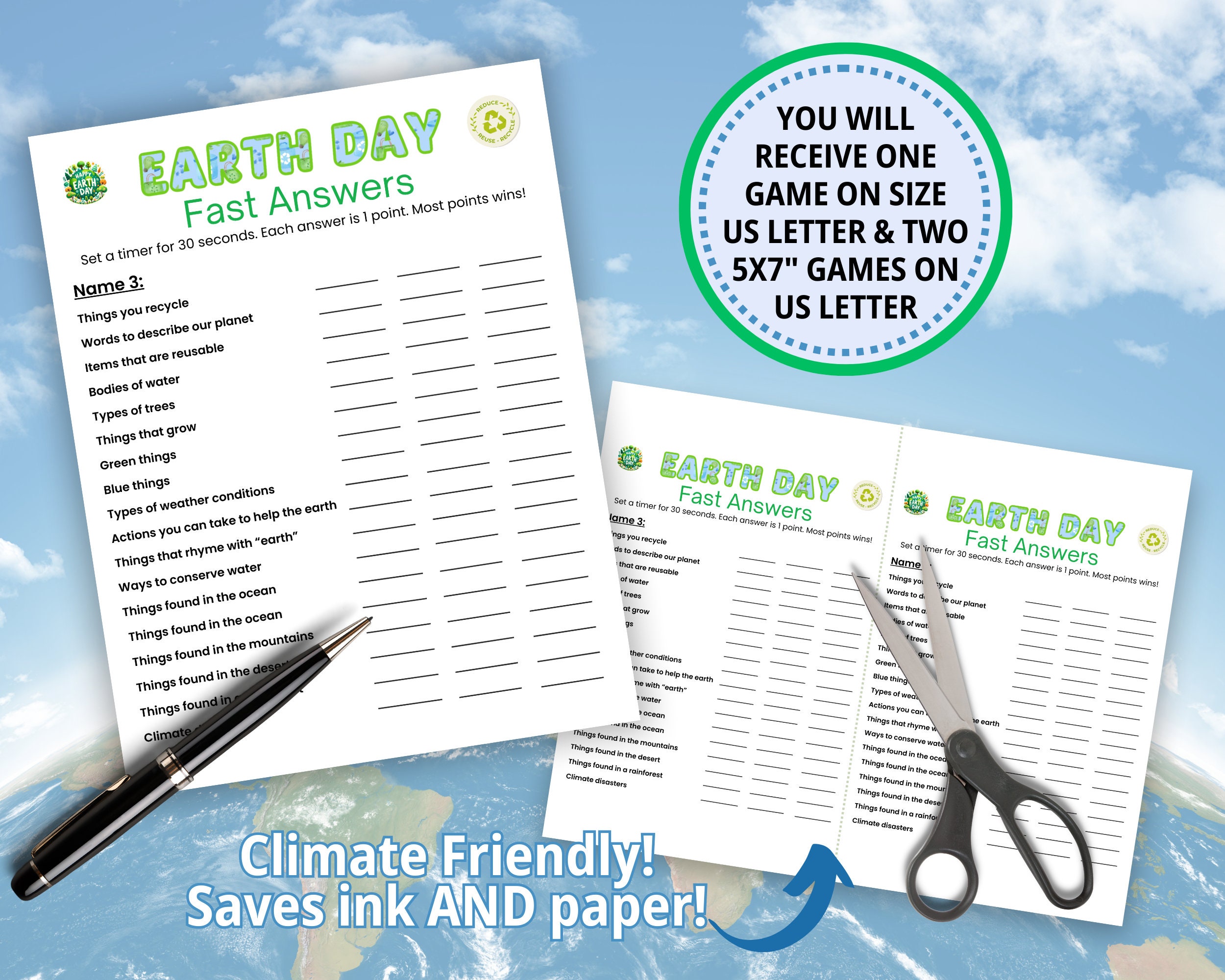 Earth Day Fast Answers Game, Earth Day Game, Earth Day Word Game, Earth ...