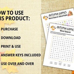 Fall Word Search, Fall Games, Autumn Party Games, Family Game Night ...