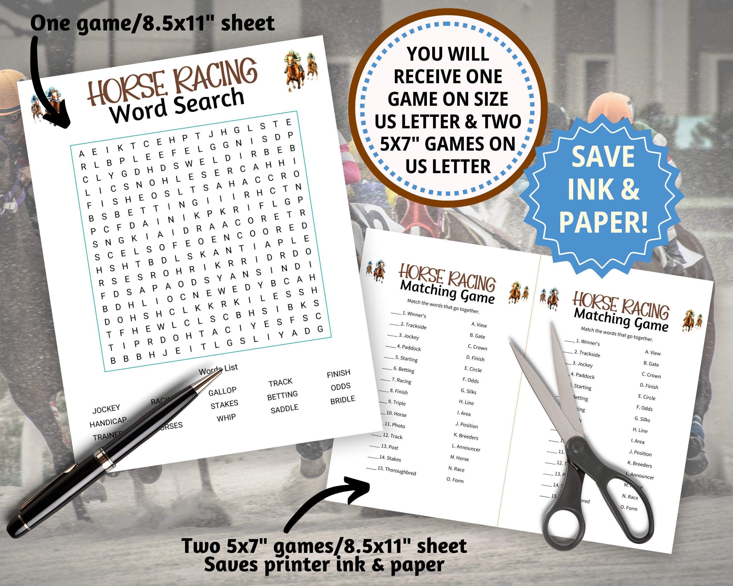 Horse Racing Game Bundle, Horse Race Games, Family Game Night, Word ...