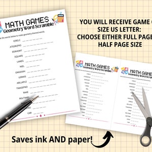 Geometry Word Scramble, Geometry Game, Math Games, Math Teacher, Math ...