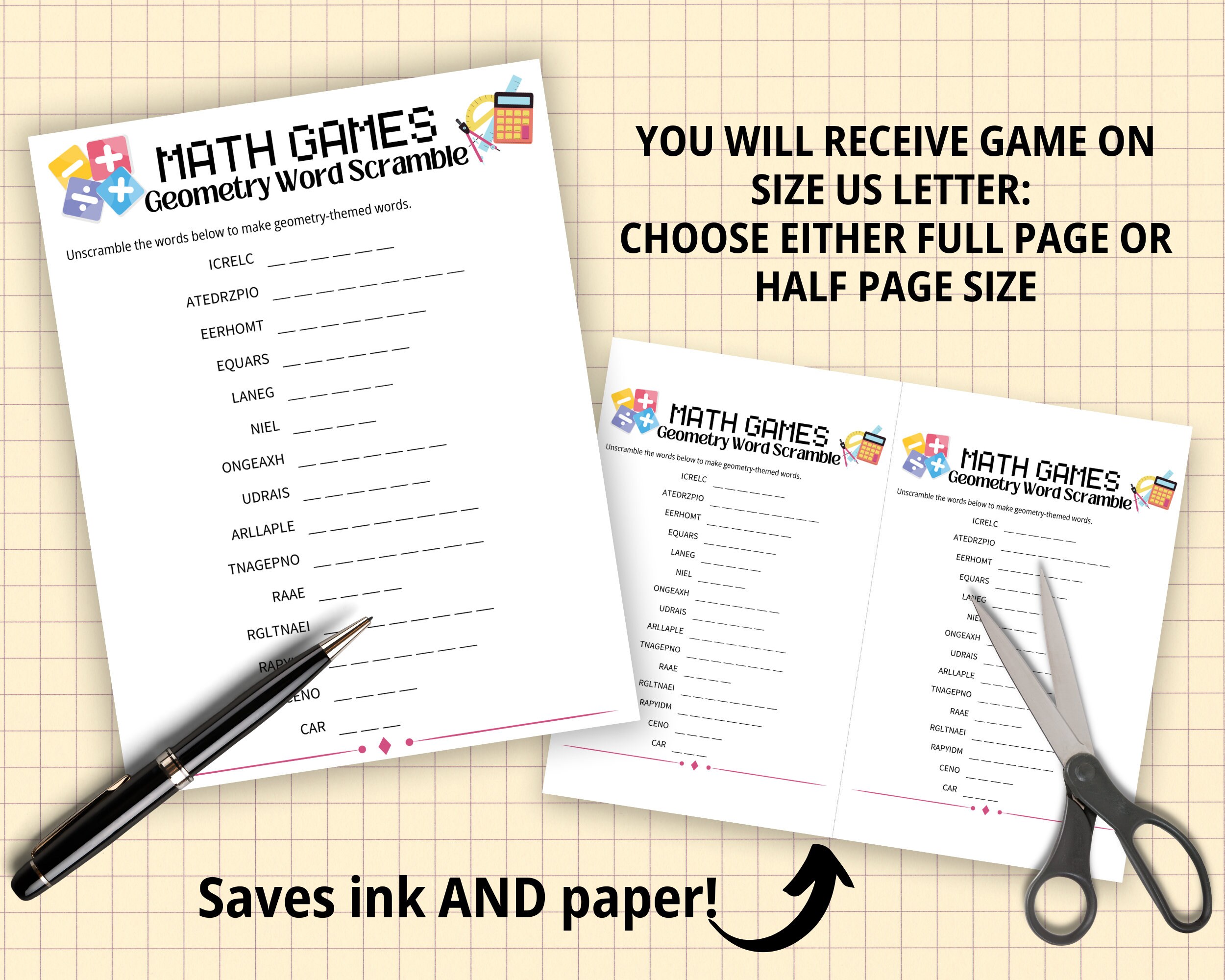 Geometry Word Scramble, Geometry Game, Math Games, Math Teacher, Math ...