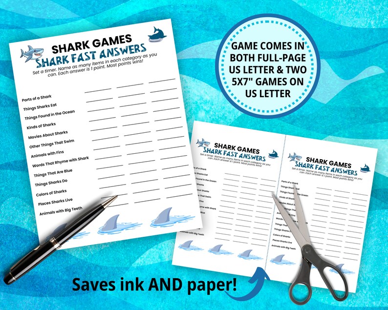 Shark Fast Answers Game, Shark Games, Shark Birthday Party, Birthday ...