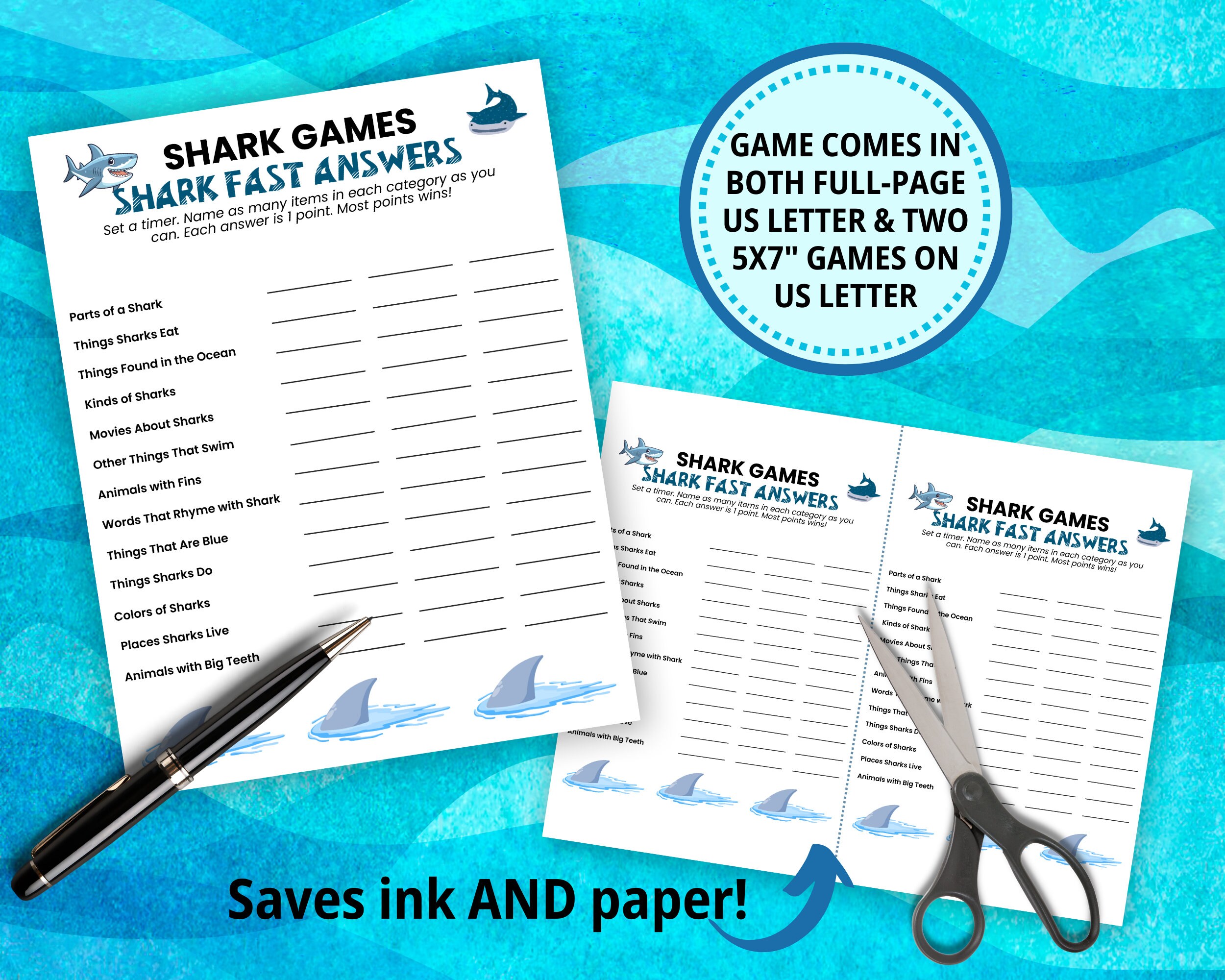 Shark Fast Answers Game, Shark Games, Shark Birthday Party, Birthday ...