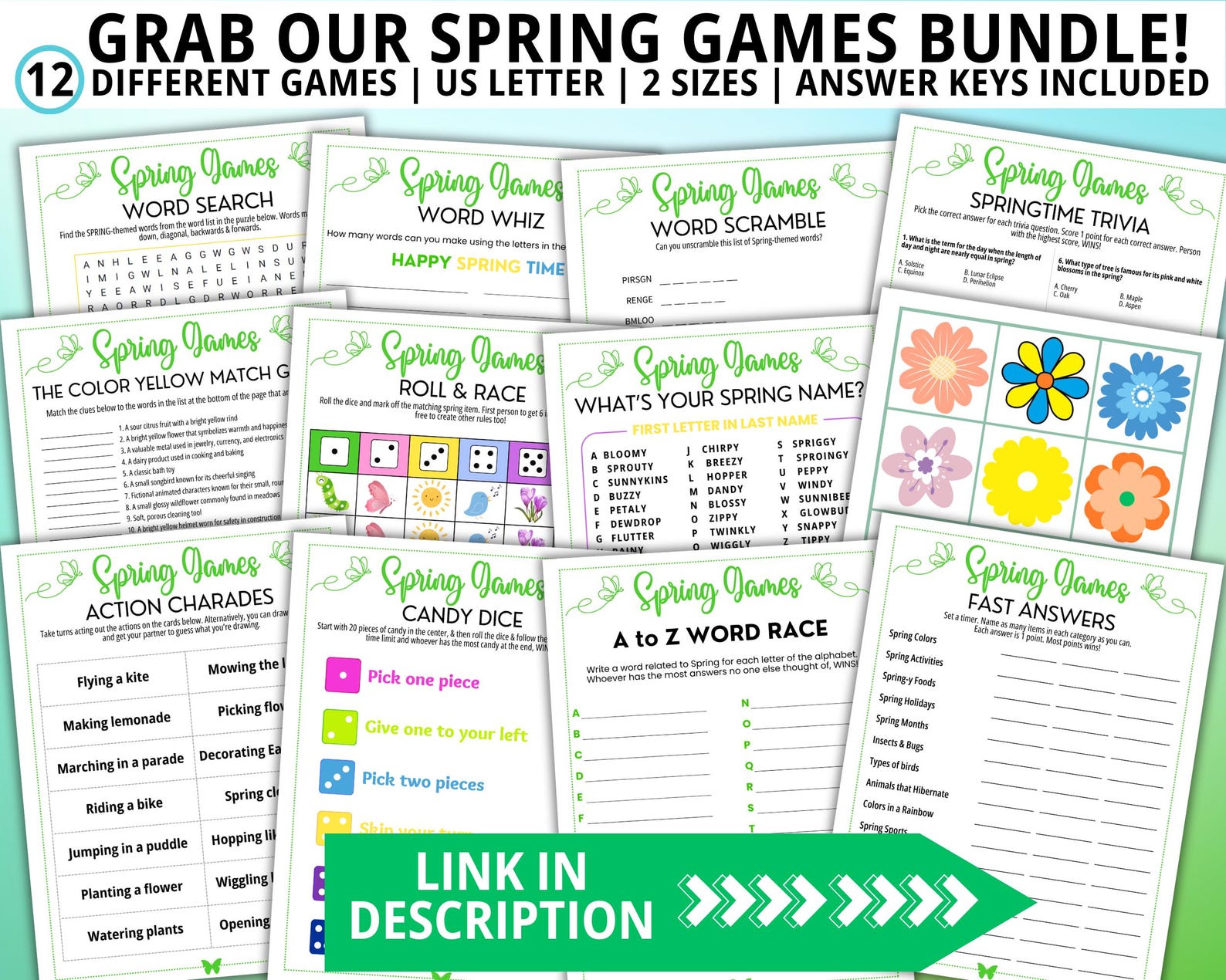 Spring Word Games, Spring Word Search, Family Game Night, Word Search ...