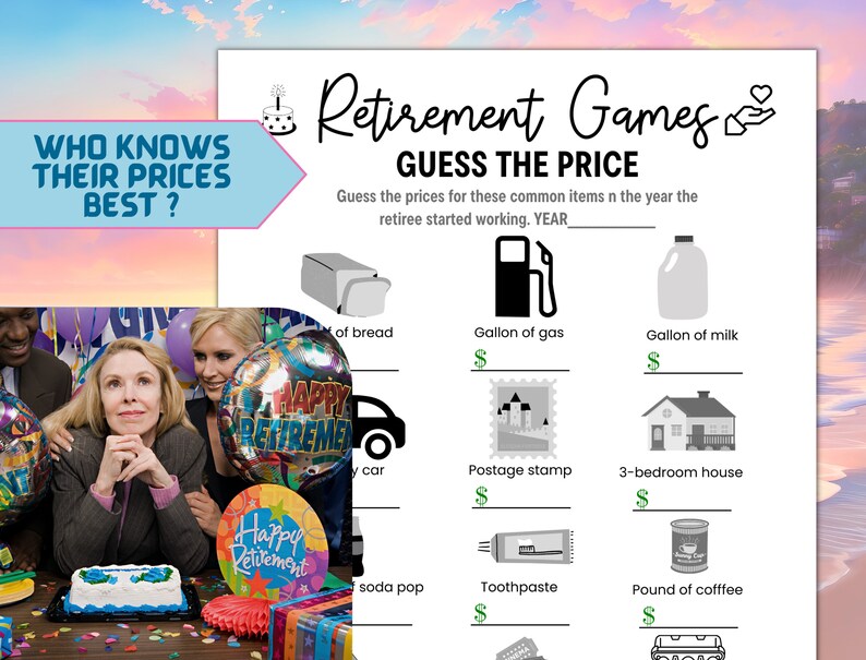 Guess the Price Game to Celebrate a Happy Retirement, Retirement Game ...