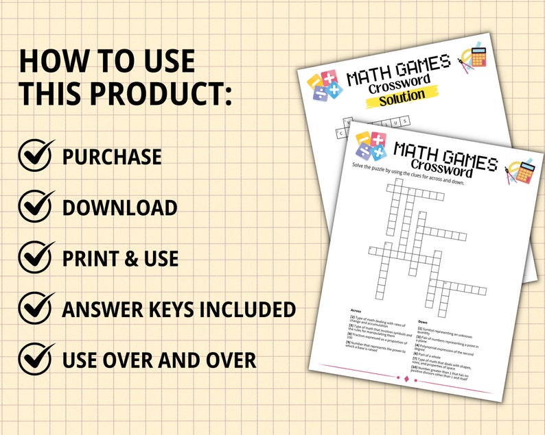 Math Crossword Puzzle, Math Games, Math Teacher, Math Activities, Word ...