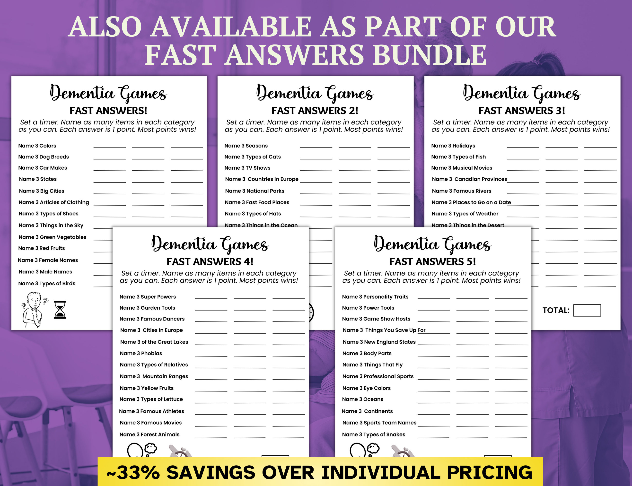 Dementia Fast Answers 5 Game, Ice Breaker Game, Dementia Activities ...