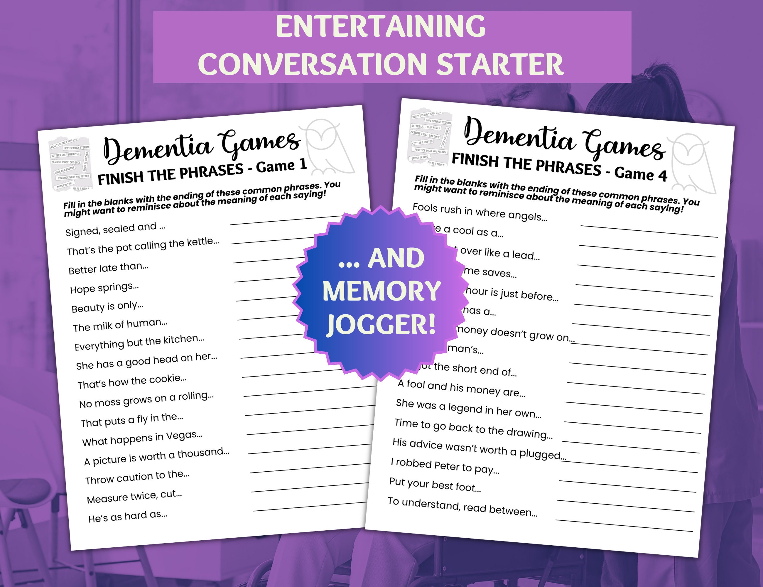 Finish the Phrase, Dementia Game, Ice Breaker Game, Dementia Activities ...