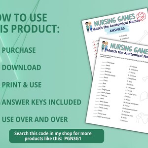 Anatomy Matching Game, Nursing Trivia, Medical Games, Nursing Games ...