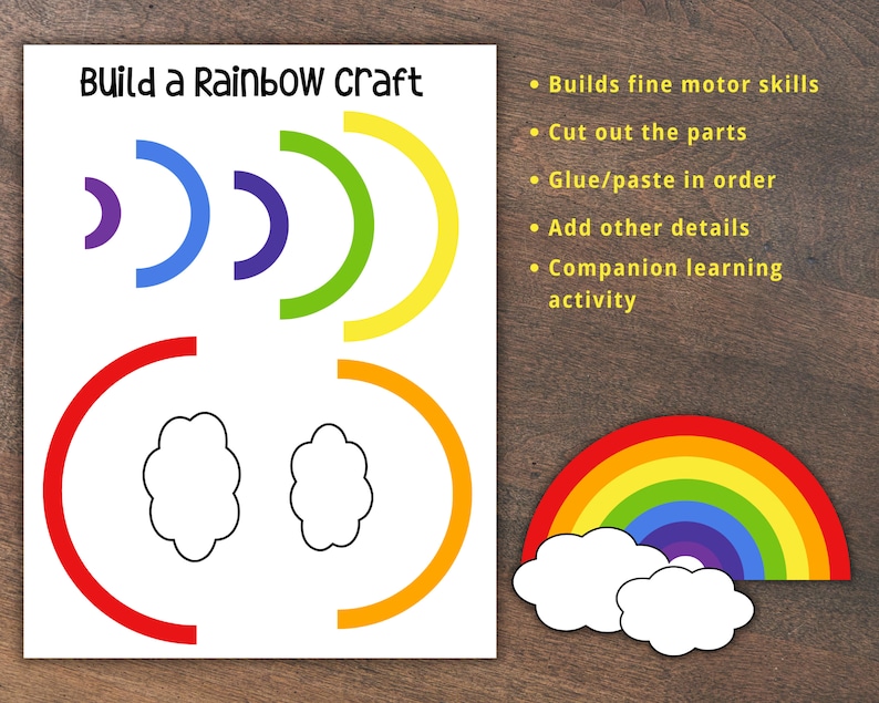 Build a Rainbow Craft, Cut and Paste Printable, Paper Craft for Kids ...