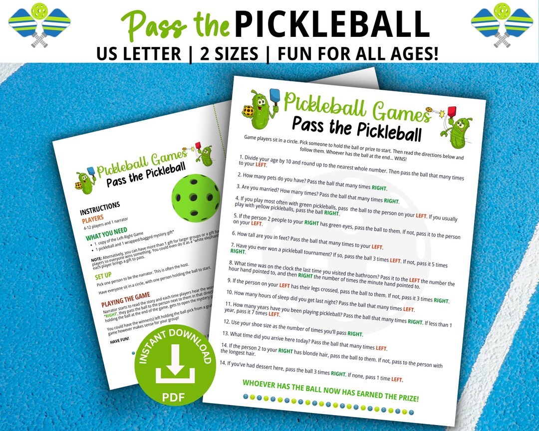 Pass the Pickleball, Pickleball Games, Pickleball Party, Pass the Prize ...