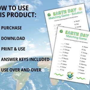 Earth Day Matching Game, Earth Day Games, Family Game Night, Office ...
