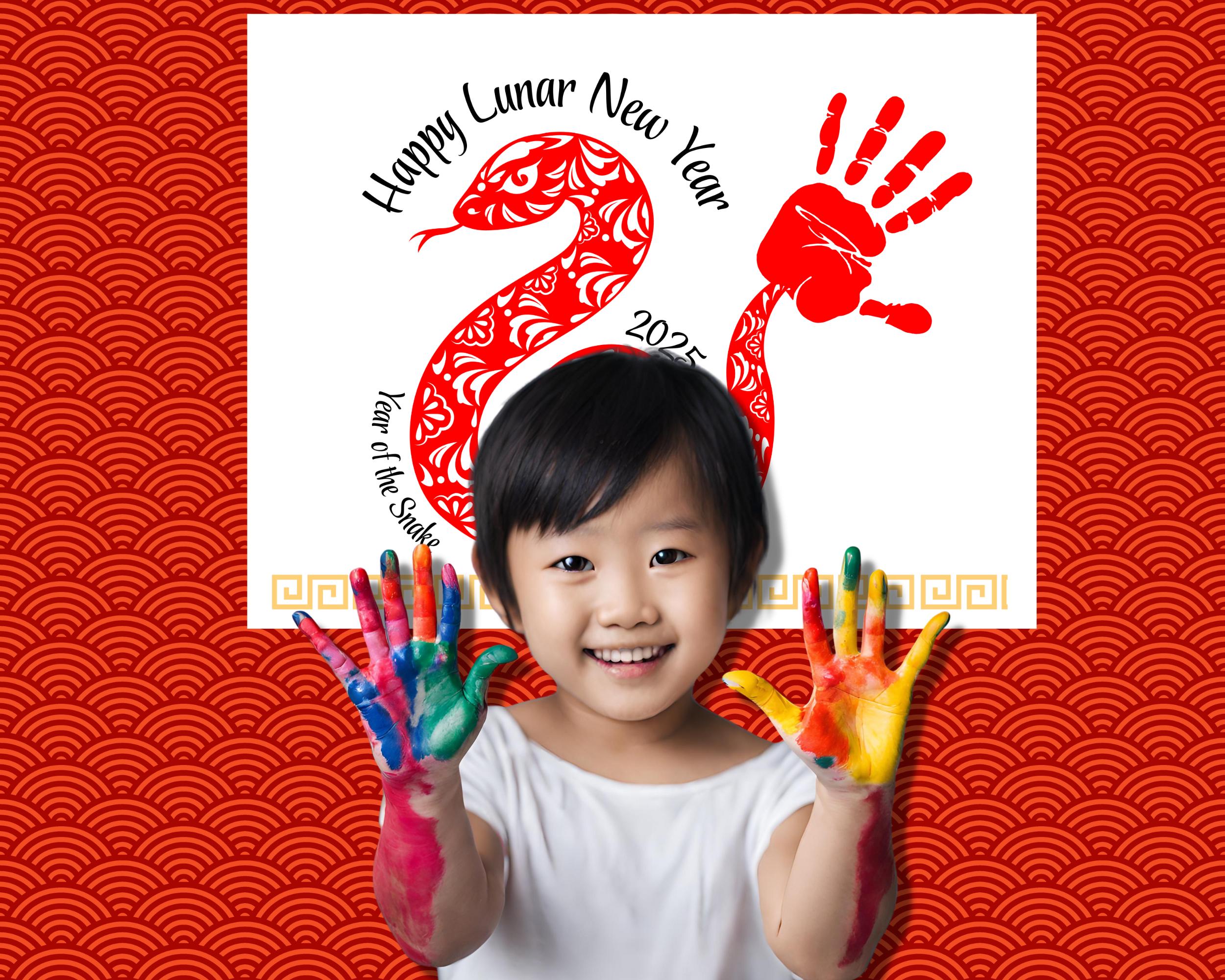 Lunar New Years Handprint Craft, Red Snake, Chinese New Year Handprint ...