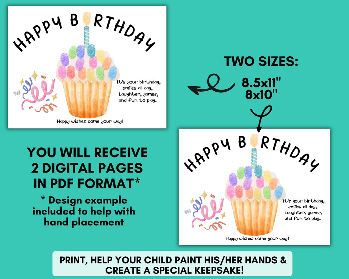 Birthday Cupcake Craft, Cupcake Thumbprint Craft, Birthday Thumbprint ...