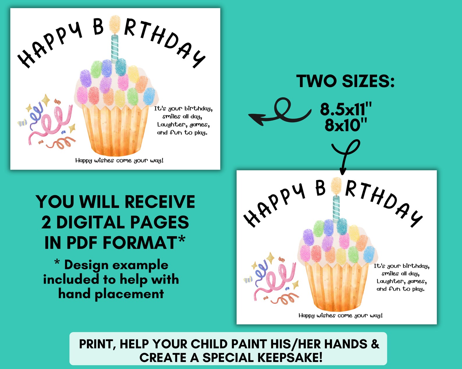 Birthday Cupcake Craft, Cupcake Thumbprint Craft, Birthday Thumbprint ...